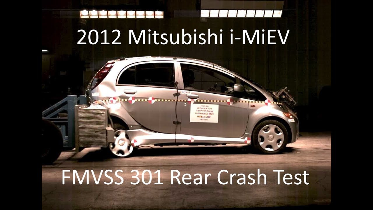 2012-2017 Mitsubishi i-MiEV FMVSS 301/305 Rear Crash Test (50 Mph ...
