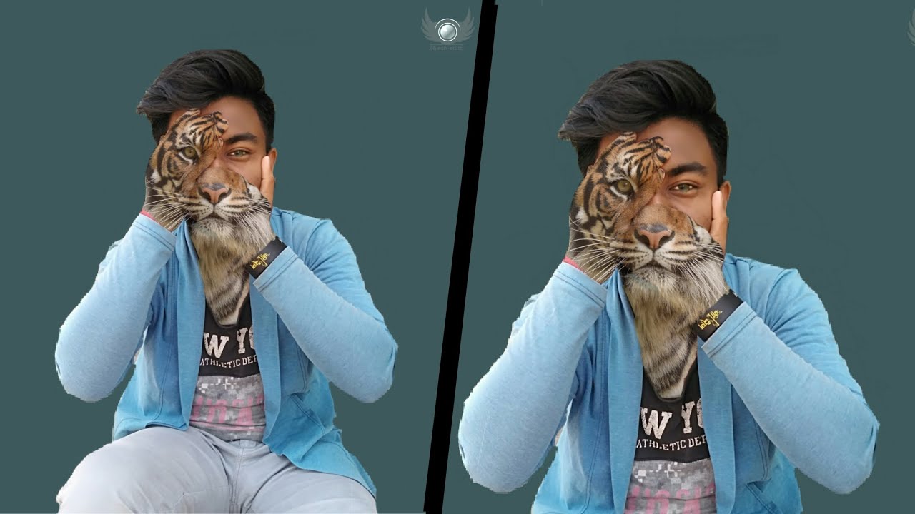 Tiger face manipulation photo editing // picsart editing // river photo ...