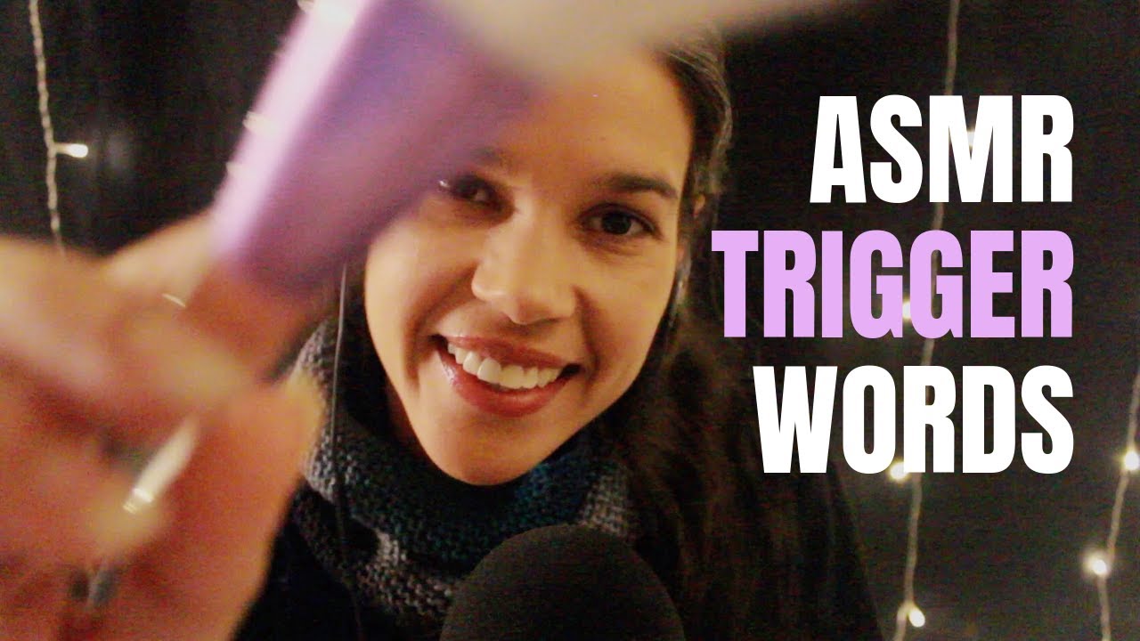 ASMR Tingly Trigger Words & Face Brushing | Whispered Repeated Words ...
