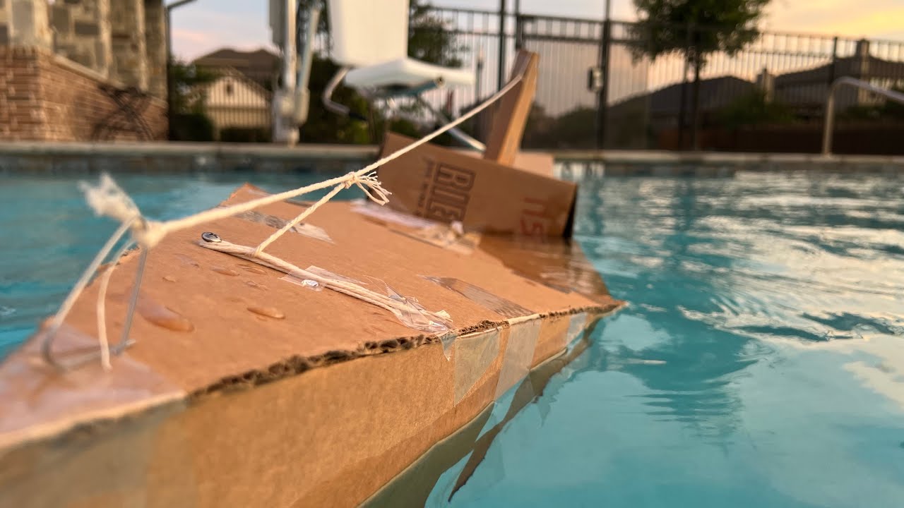 Sinking of the USS cardboard 5 (splits in half.) - YouTube