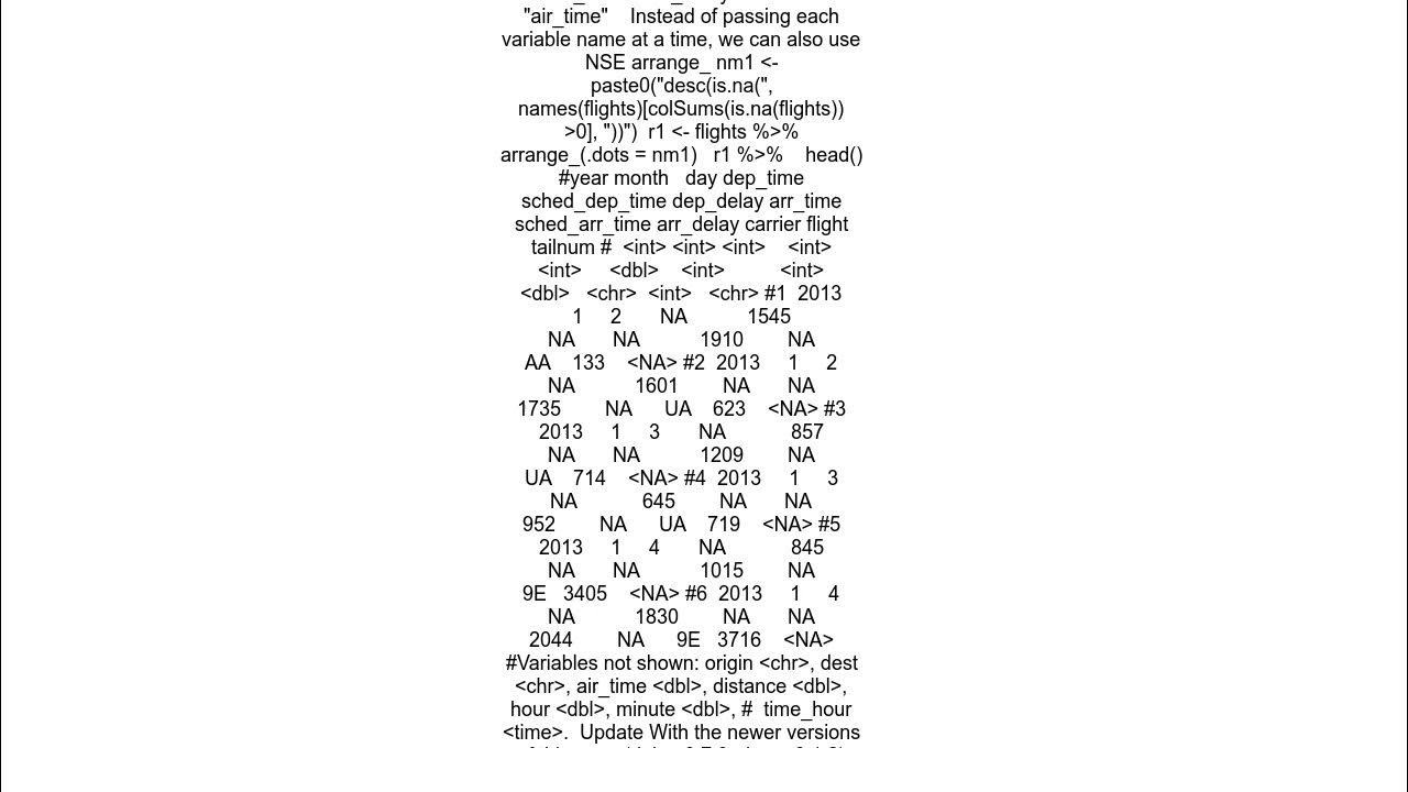 Dplyr Arrange Function Sort By Missing Values Youtube