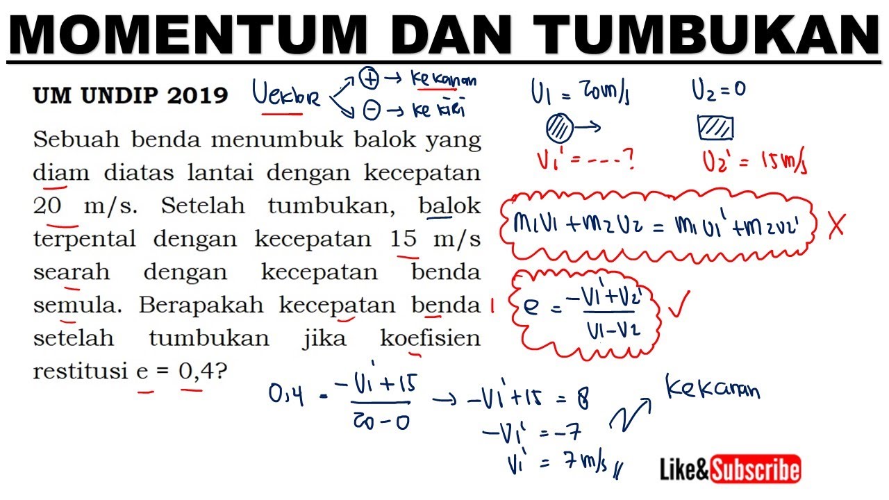 KEKEKALAN MOMENTUM DAN KOEFISIEN RESTITUSI (UM UNDIP 2019) | Impuls dan ...