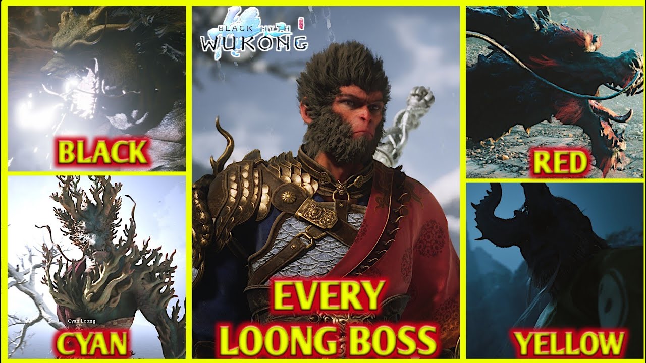 All Loong Bosses Complete Fights Black Myth Wukong - YouTube