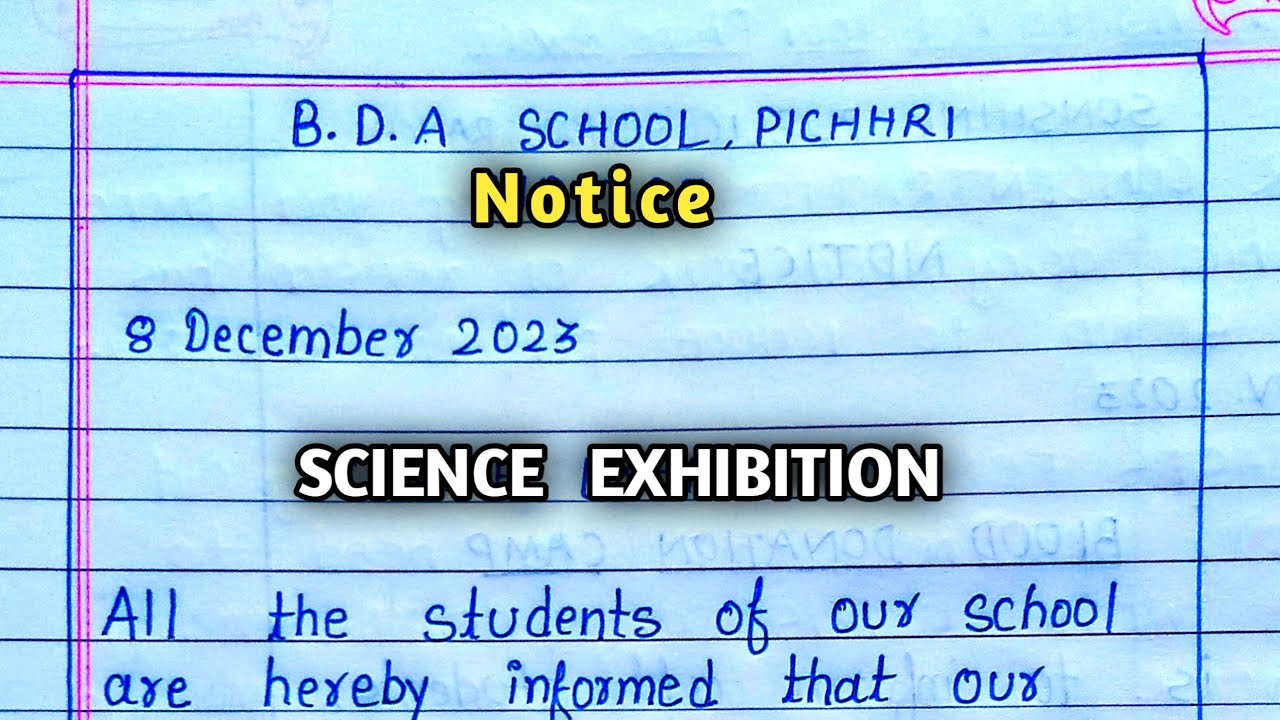 Write a notice on SCIENCE EXHIBITION for class 5 to 12 l Notice writing ...