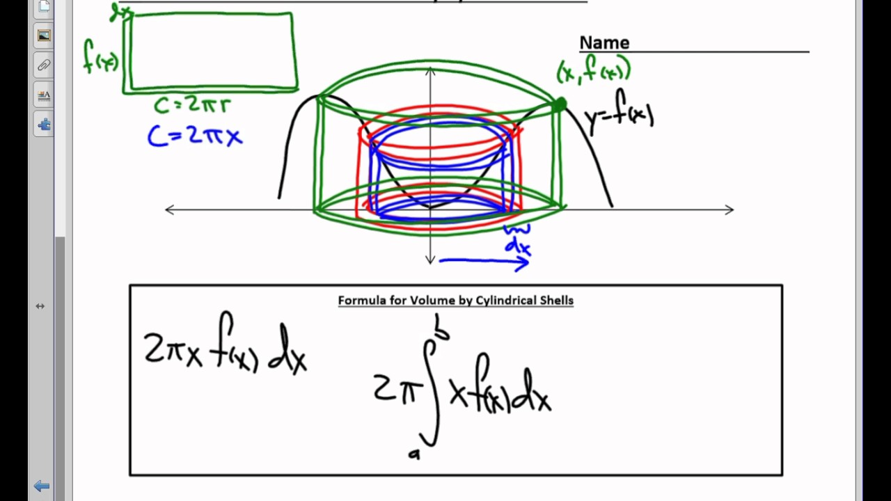 Calculus Unit 6.3 Notes Volume by Cylindrical Shells 2017 - YouTube