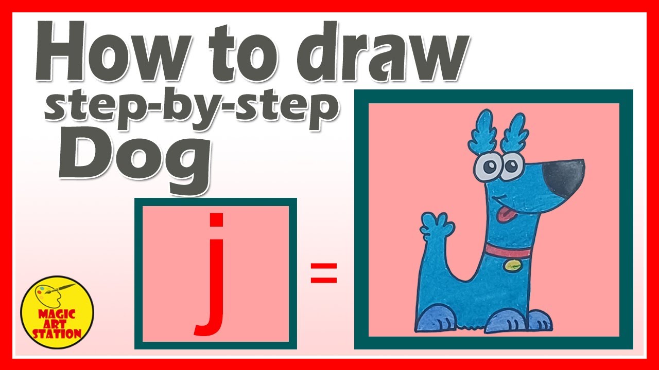 How to draw a Dog from letter 'j' for kids - YouTube