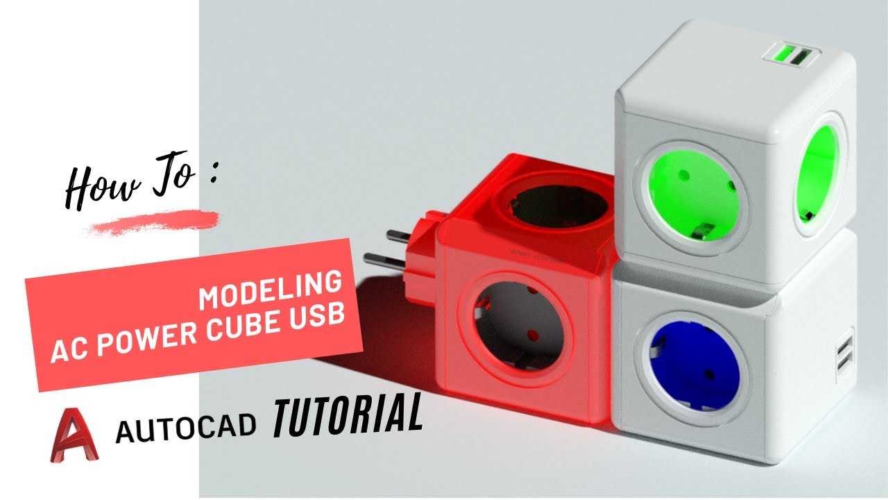 AUTOCAD 3D MODELING - DESIGN AC POWER CUBE USB - YouTube
