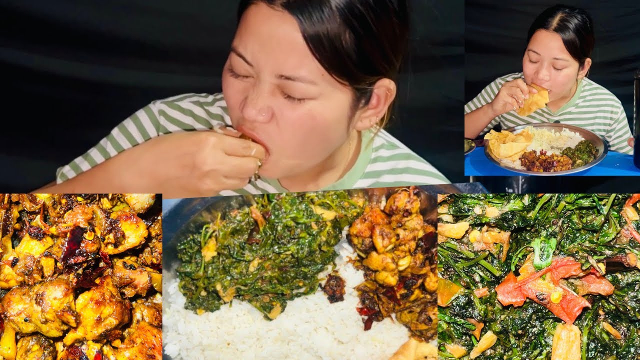 Eating Chicken rice with vegetable ll chicken curry ll #asmr #mukbang ...