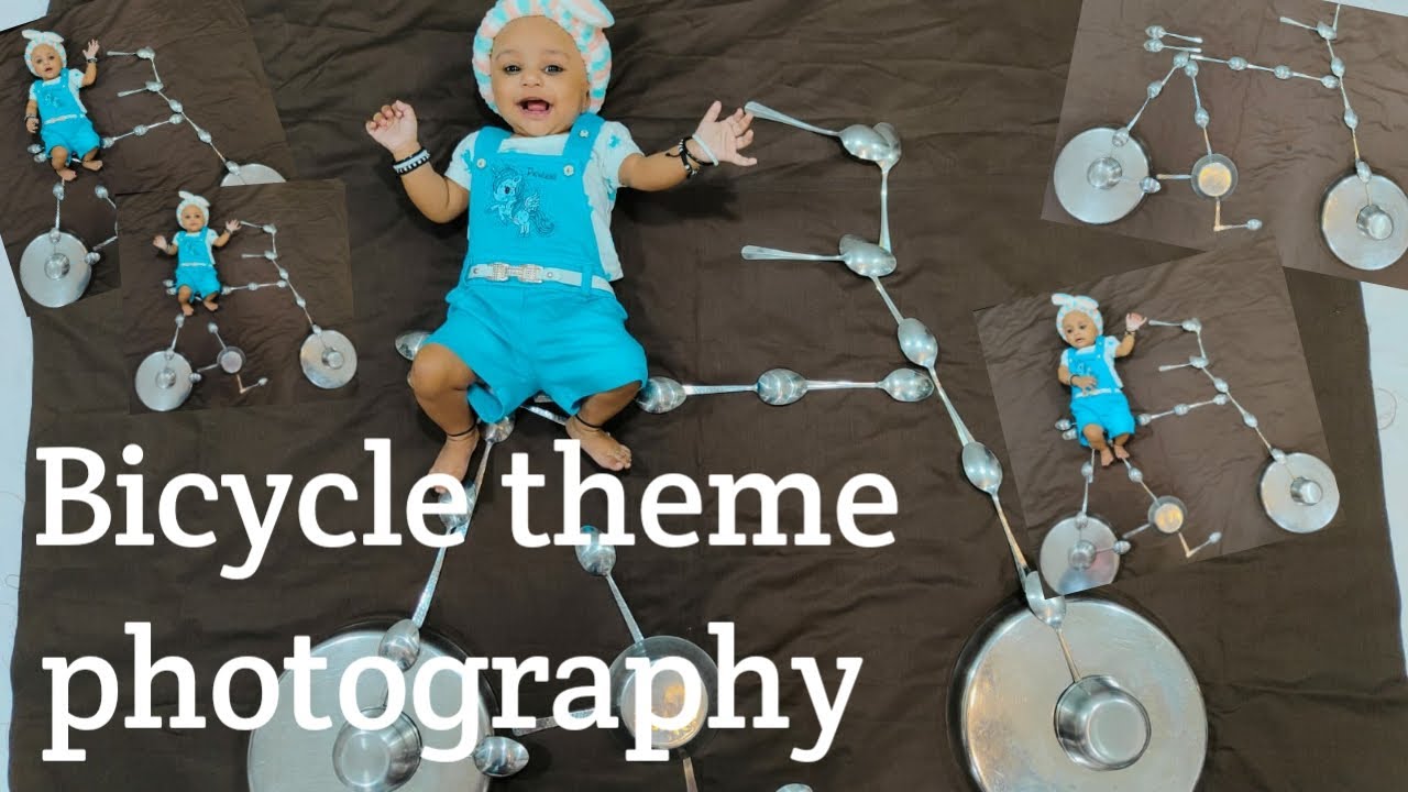 Cycle theme photos ideas at home || Baby photos theme || Bicycle ...