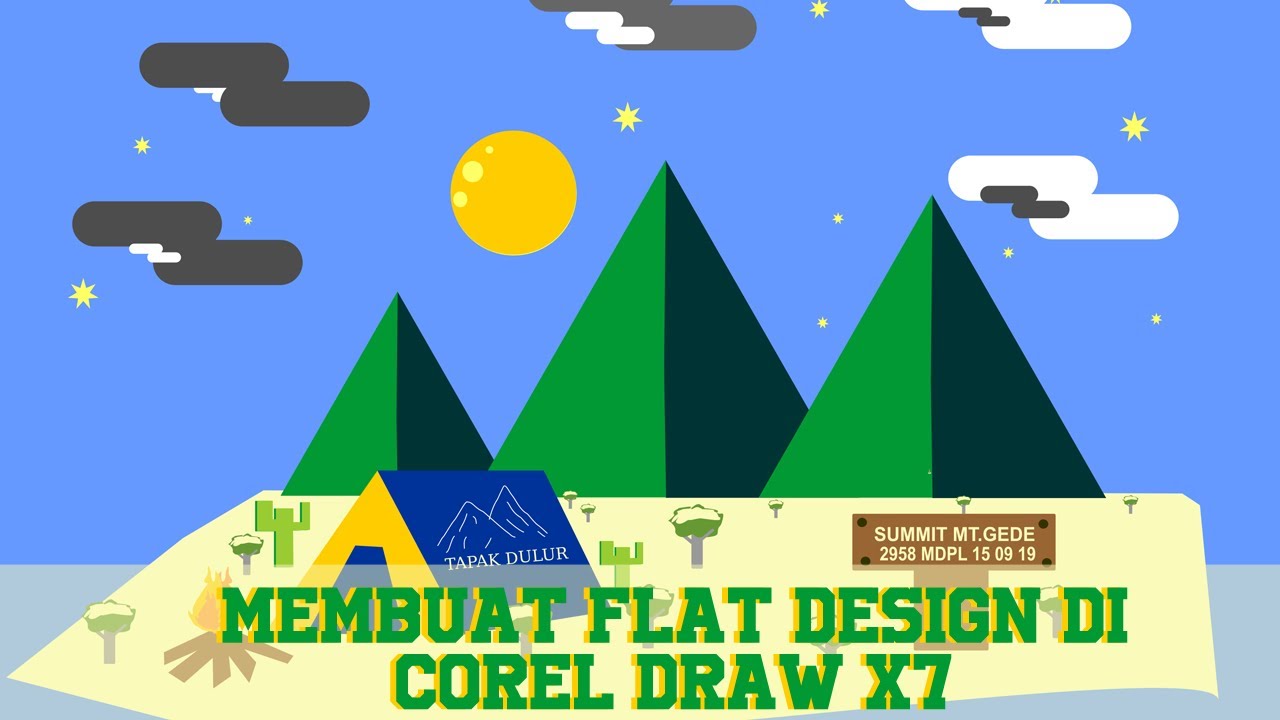 Belajar membuat flat design dengan corel draw x7 - YouTube