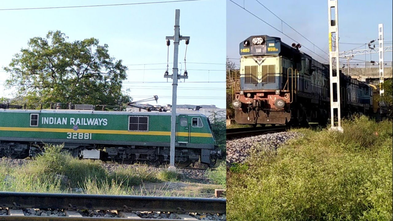 Rare meetup - Electric loco (WAG-9) v/s diesel loco (WDM-3A) of same ...