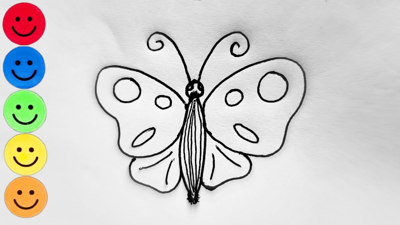 How To Draw Butterfly Very Easy way For kids | drawing for kids| kids ...