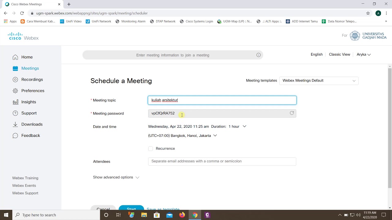 Tutorial Membuat Schedule Meeting Webex - YouTube