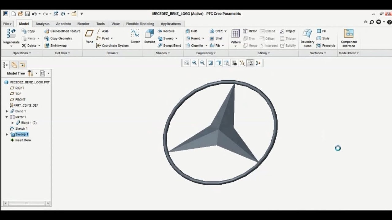 PTC Creo 3.0 Parametric | Mercedes Benz Logo - YouTube