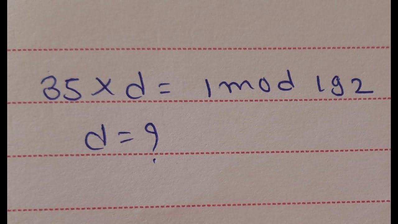 RSA , calculate private or public key with big Fi n value - YouTube