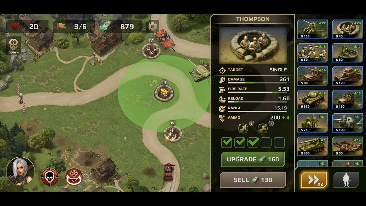 WWII Defense: RTS Army TD Game (mobile) Level 15 (Hard) - YouTube