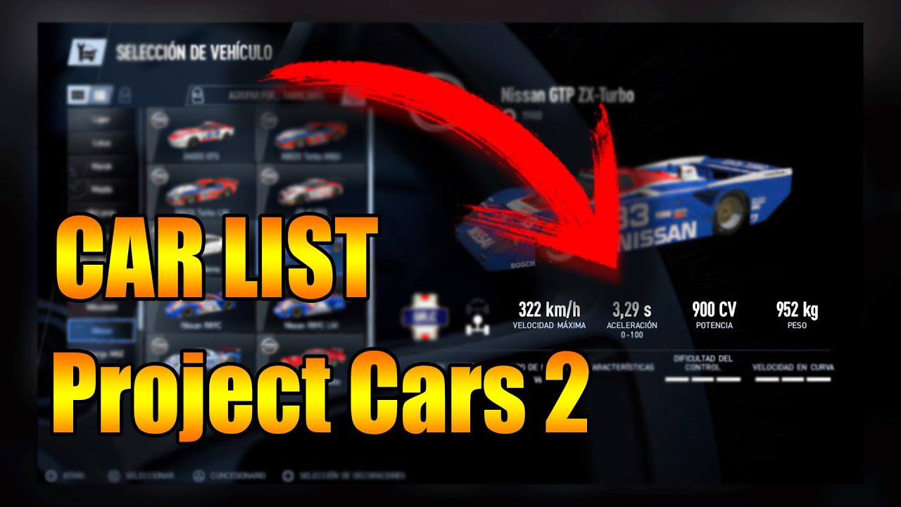 Project Cars 2 Car List 2020 Lista Autos Project Cars 2 - YouTube