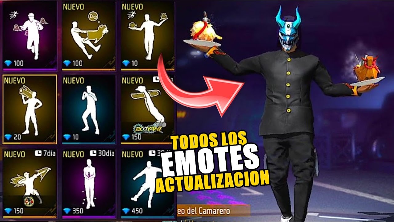 TODOS los NUEVOS EMOTES que LLEGARON en la NUEVA ACTUALIZACIÓN de FREE ...