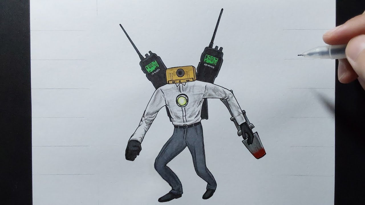 How to draw New Radio Man Mecha Boss - YouTube