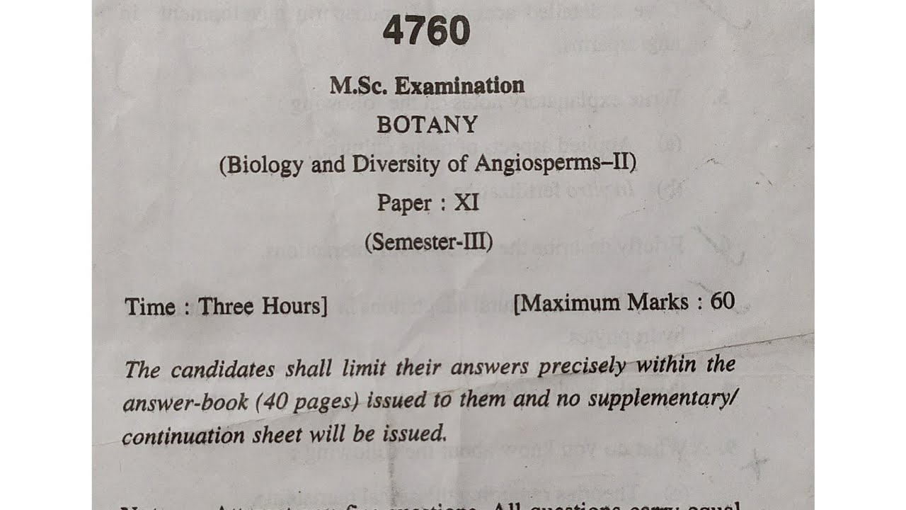 HPU Msc botany 3rd sem previous year question papers & syllabus of ...