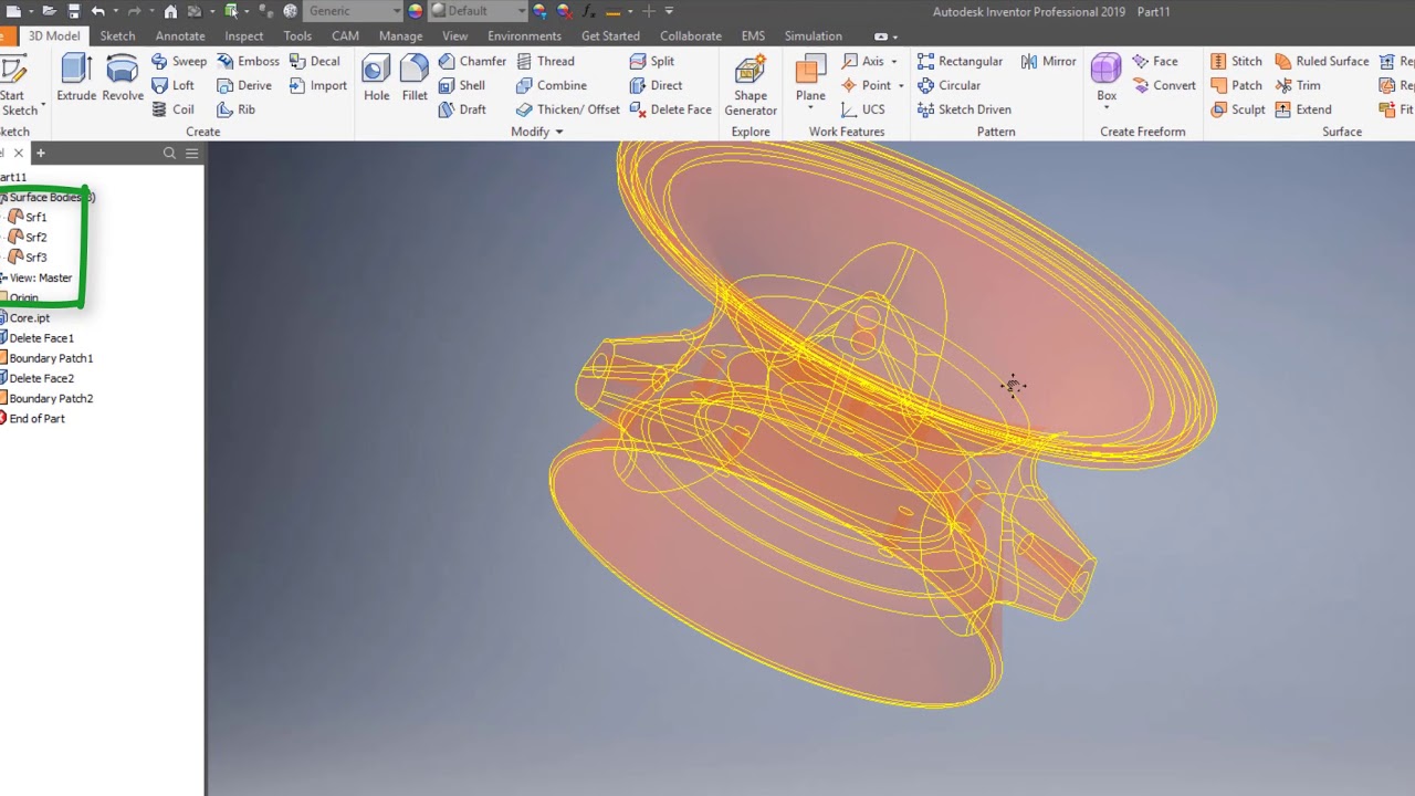 Inventor 2019 Yüzey Modelleme Surface Stitch - YouTube