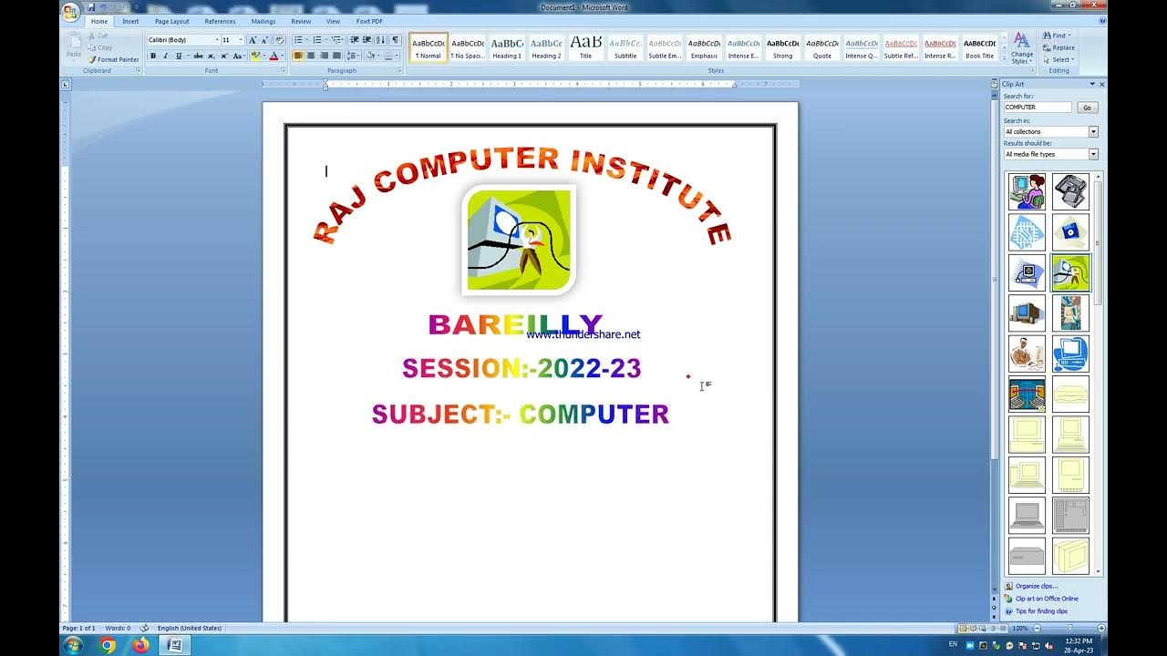 How to make Front Page in Microsoft Word | Front page design for school ...