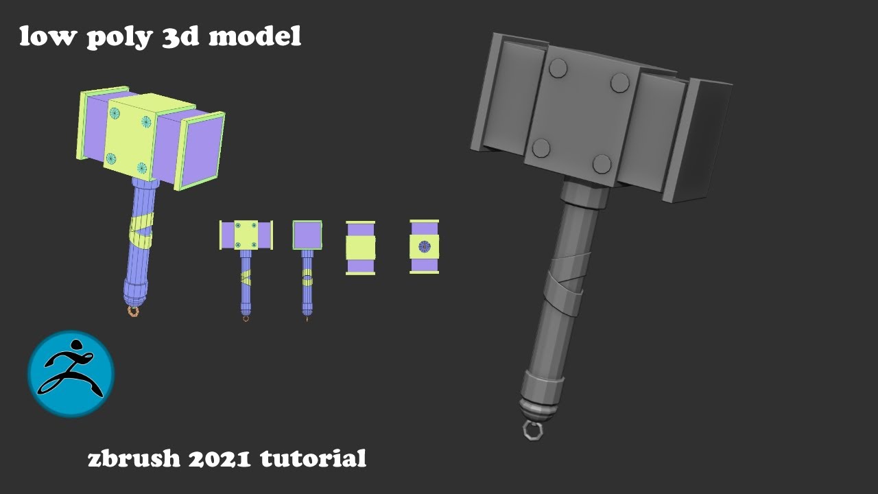 How To Model Low Poly Hammer In Zbrush 2021 ( Real Time Tutorial ...