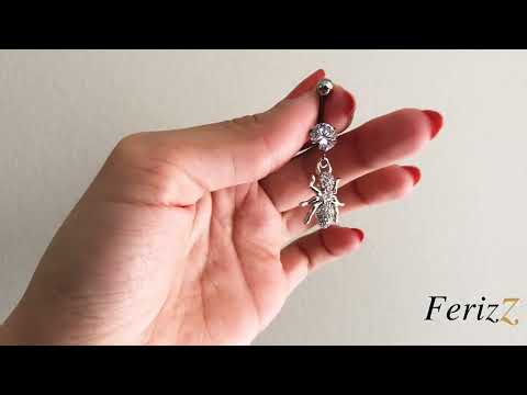 FerizZ 316L Çelik Zirkon Taşlı Karınca Piercing PRC-120