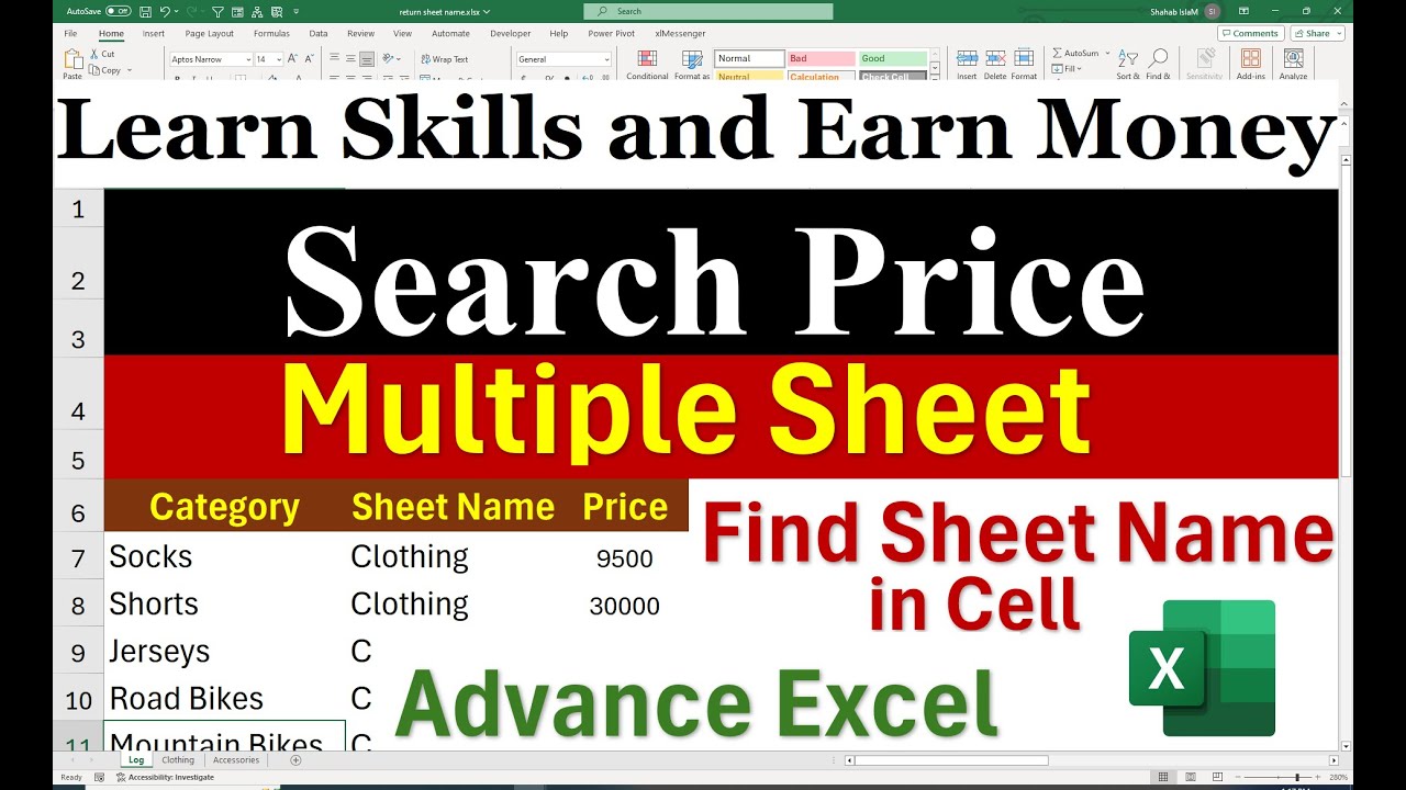 Search Price Different Sheet into Master sheet excel spreadsheet - YouTube