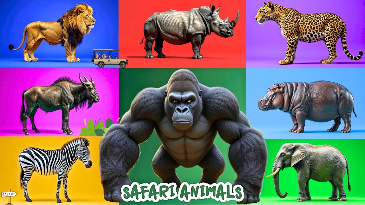 Safari Animal Sounds Song | Nursery Rhyme for Kids - Learn Animal Names ...