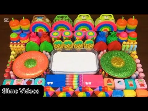 RAINBOW SLIME ! Mixing Random Things into GLOSSY Slime Videos - YouTube