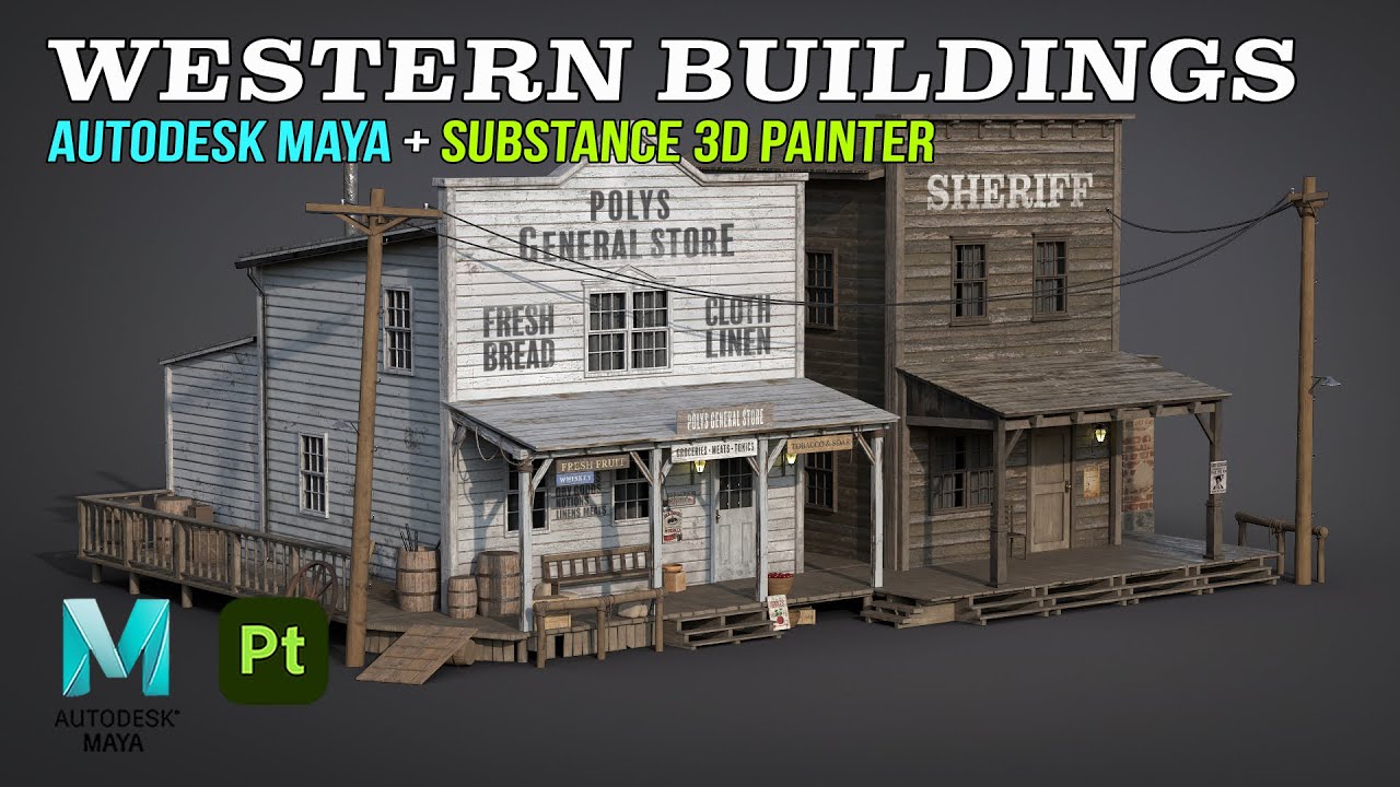 Western Buildings | Red Dead Redemption | Autodesk Maya + Substance 3D ...