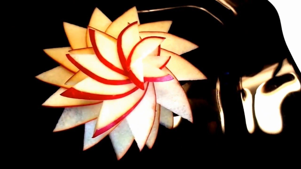 HOW TO MAKE APPLE GARNISH DESIGN - FRUITS CARVING & ART IN APPLE - HOW ...