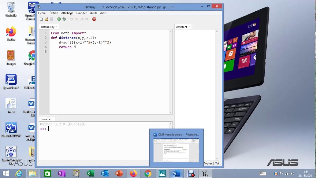Programme distance sous Python DM8 - YouTube