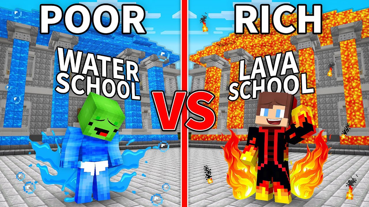 Mikey WATER vs JJ LAVA School in Minecraft (Maizen) - YouTube