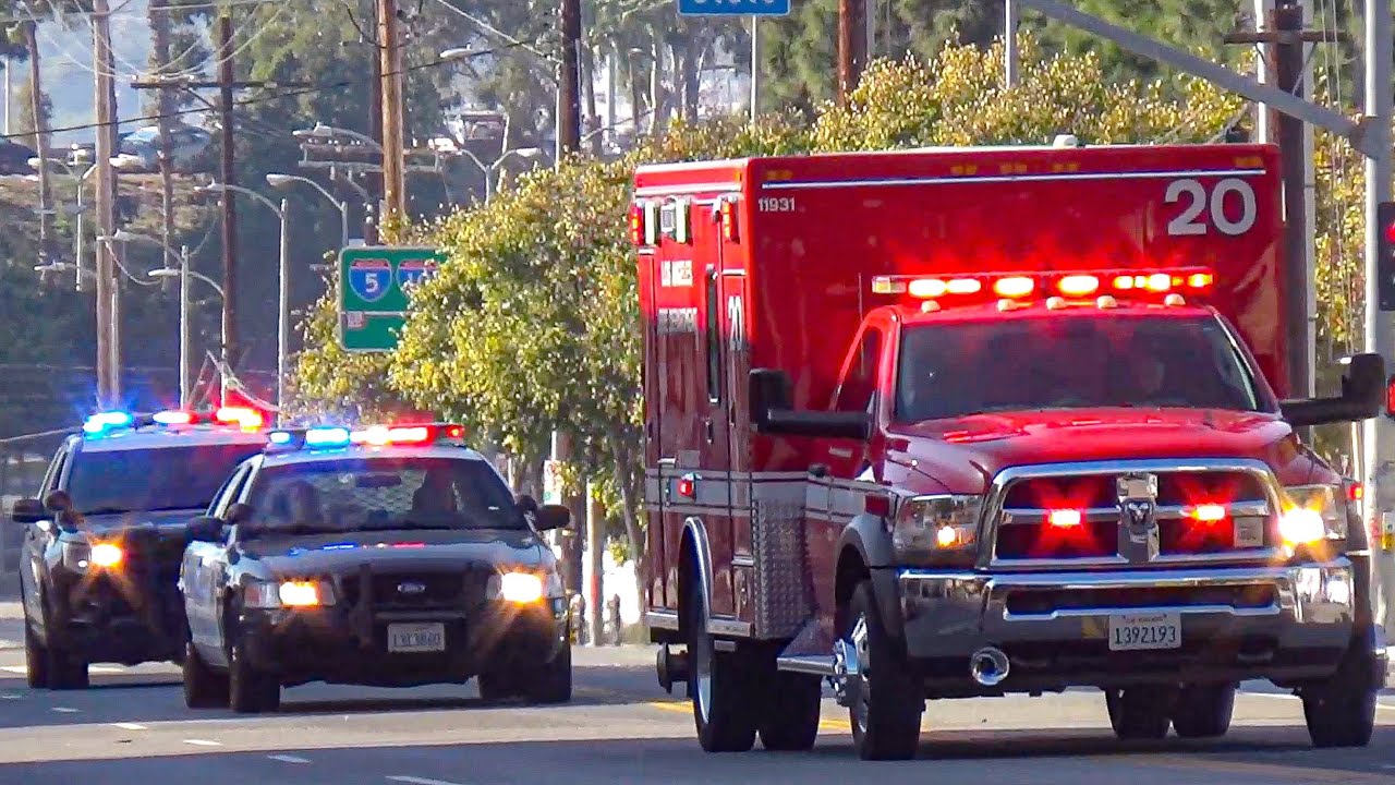 LAFD Rescue 20 & LASD x2 Transporting - YouTube