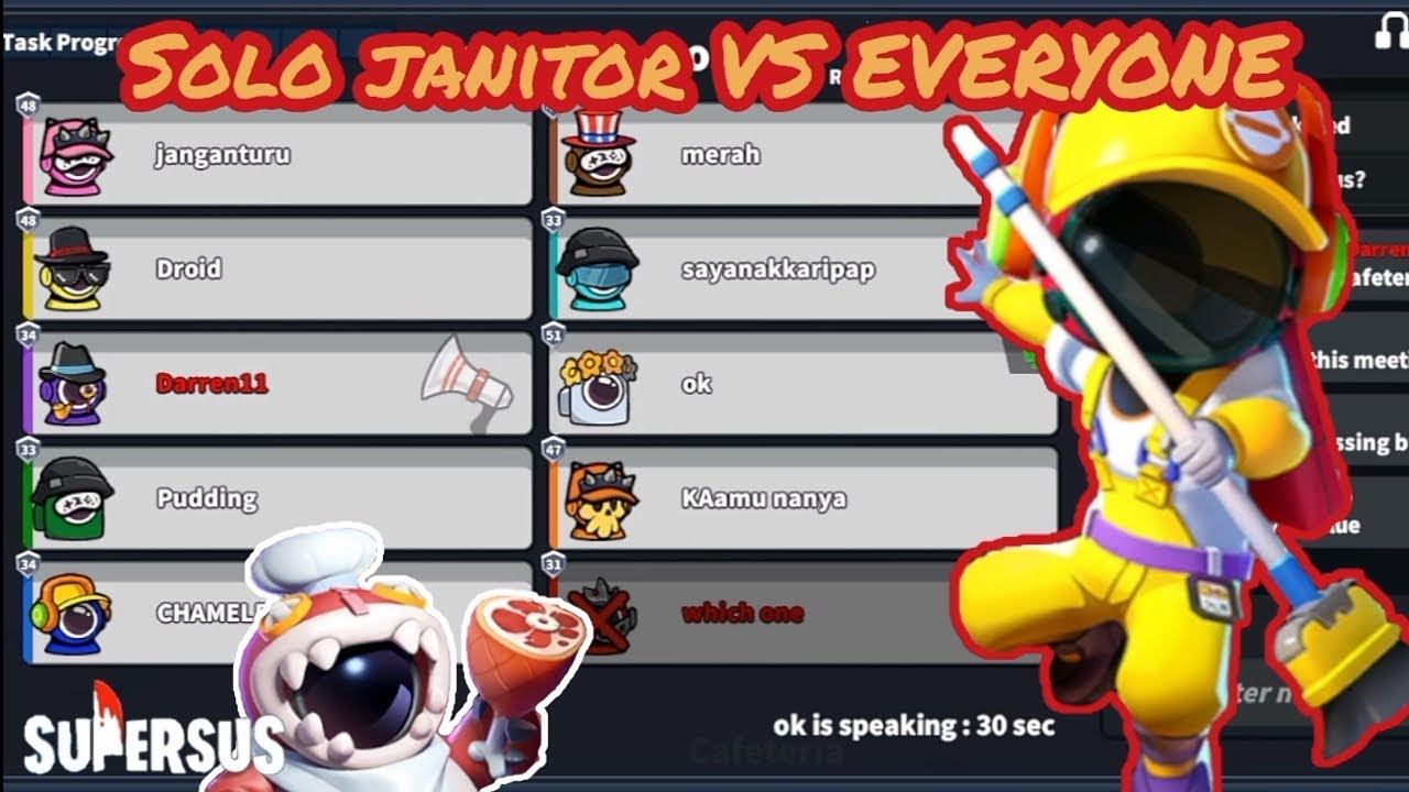 Solo JANITOR IMPOSTOR VS EVERYONE in Super Sus!! 🤓💯 *Cleaning sus ...