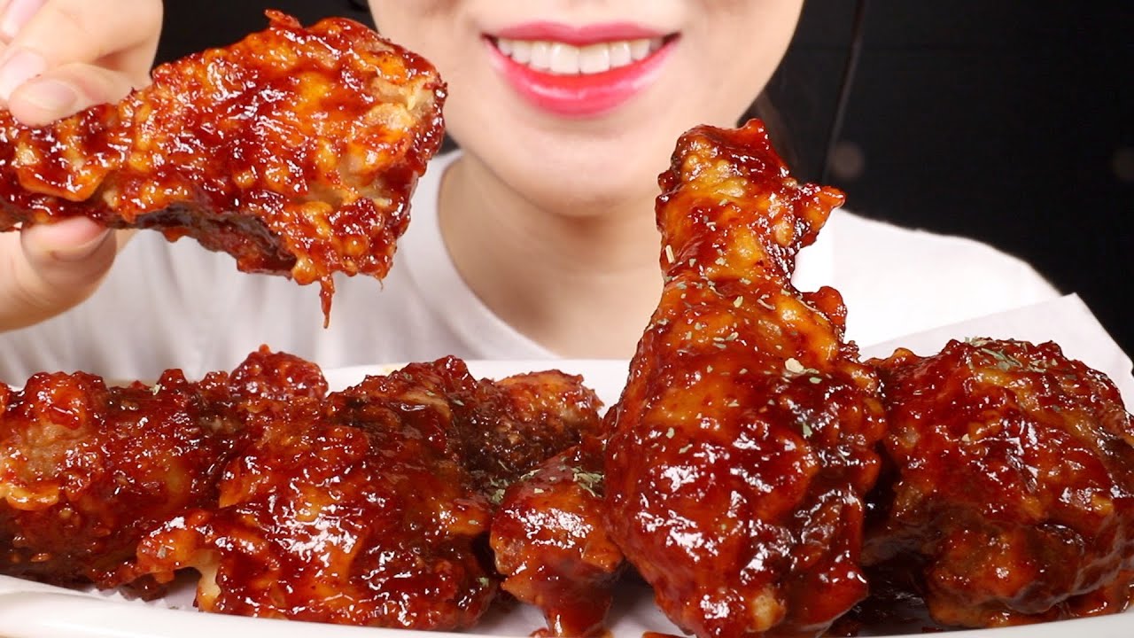 Asmr Sweet And Spicy Korean Fried Chicken Yangnyeom Chicken Eating