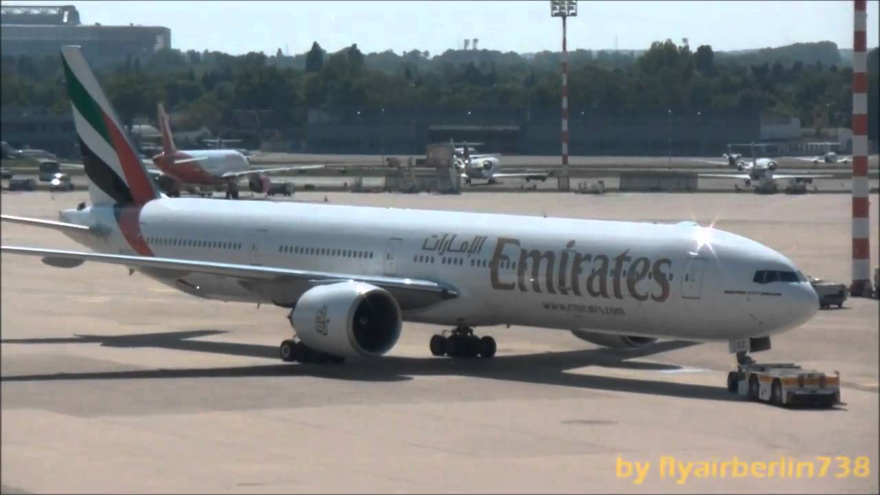 Emirates 777-300ER | Engine-Start + Take-off | DUS | Nice Sounds ...