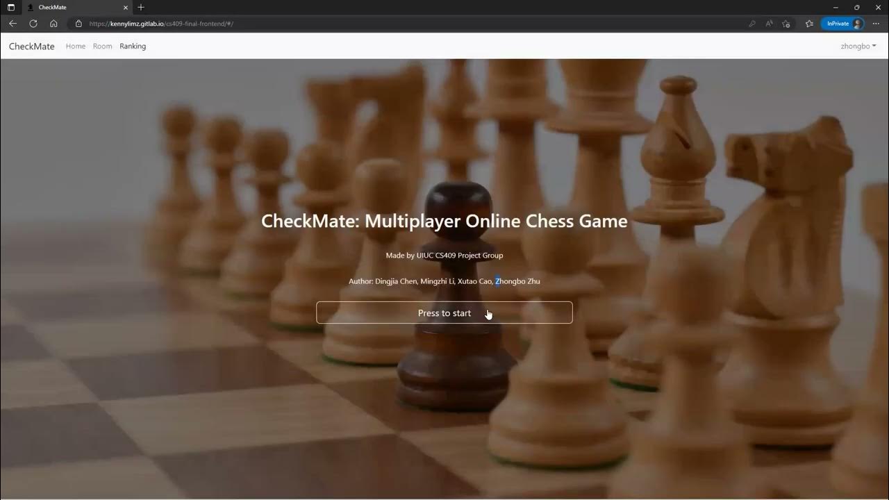 CheckMate: Multiplayer Online Chess Game - 22FA UIUC CS409 Project - YouTube