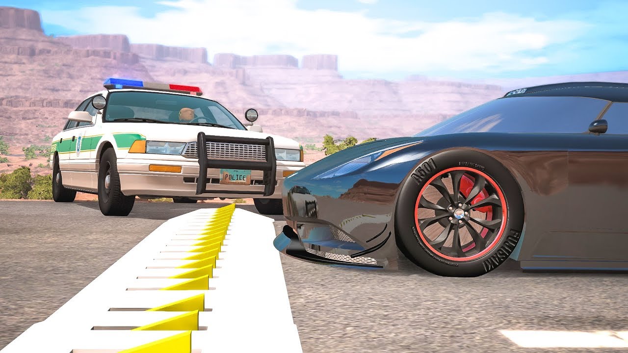 Police Spike Strip Crashes with Automation Cars - Beamng drive ...