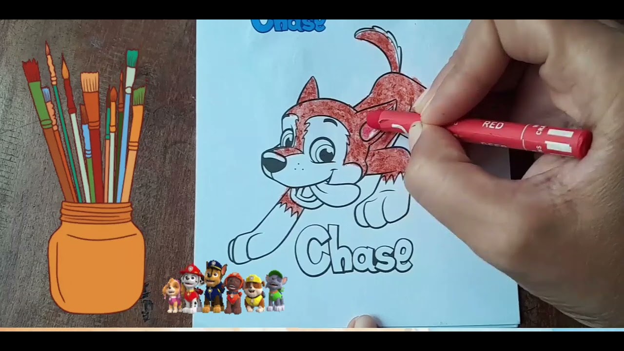 How to color Chase from paw patrol/Chase drawing/kids coloring/kids art ...