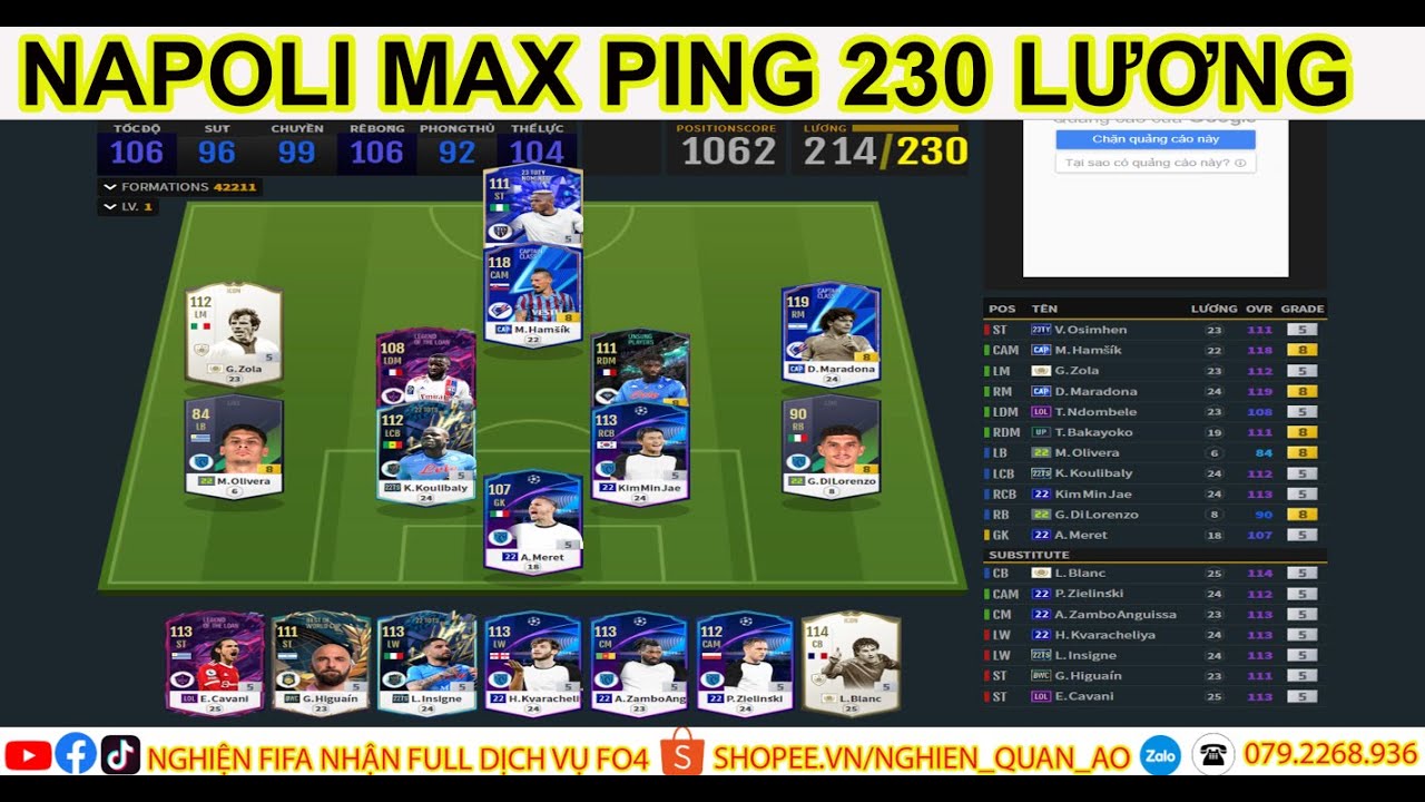 REVIEW FO4 - NAPOLI MAX PING UPDATE MỚI NHẤT 230 lương-Xây Dựng Team ...