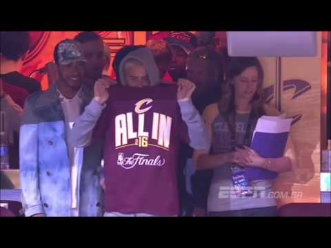 Justin Bieber dancing & Lewis Hamilton at Warriors vs Cavaliers Game 3 of NBA Finals   June 8, 2016