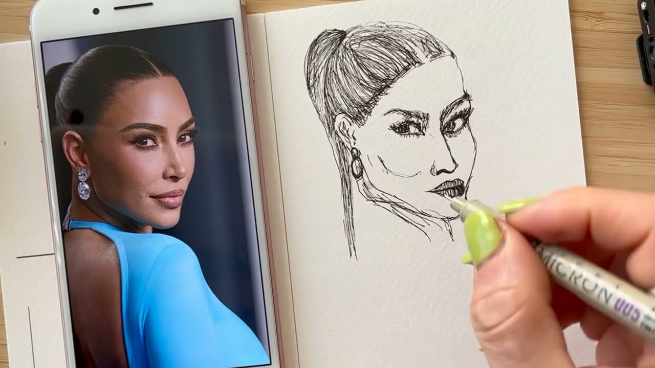 How to draw Kim Kardashian, an empowered woman | drawing tutorial ...