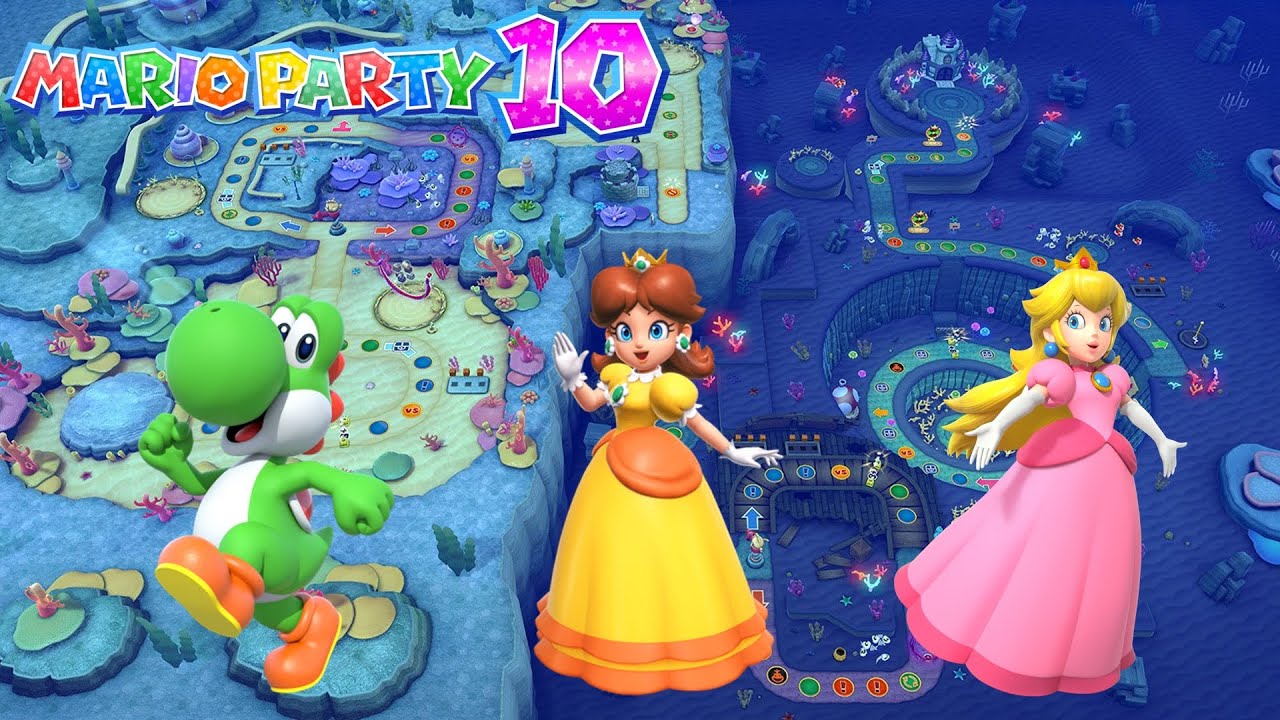 Mario Party 10 - Yoshi vs Daisy vs Peach - Whimsical Waters - YouTube