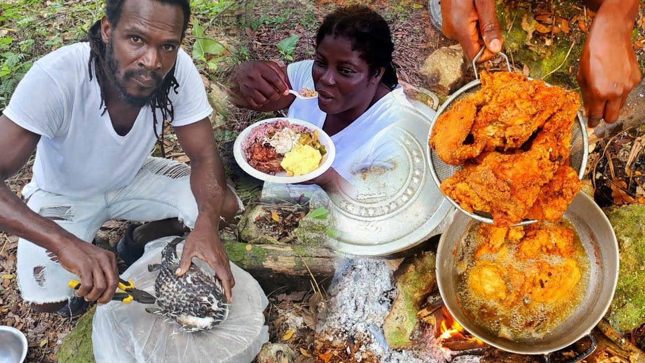River cooking |curry soursop fish with fry chicken rice N peas with ...