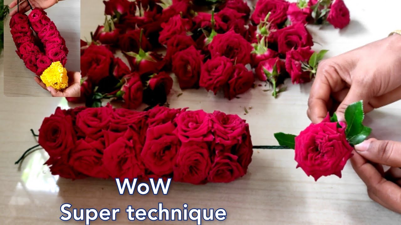 சூப்பர் ஐடியா இனி ரோஸ் மாலை கட்ட தேவையில்லை /Mini Rose flower garland ...