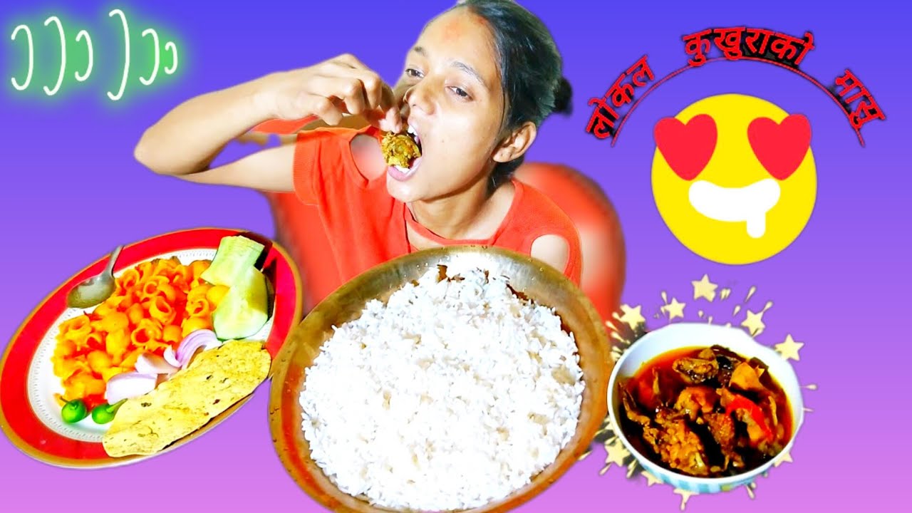 local kukhura ko maasu ra bhaat khadai//trying nepali food..😎😎 - YouTube
