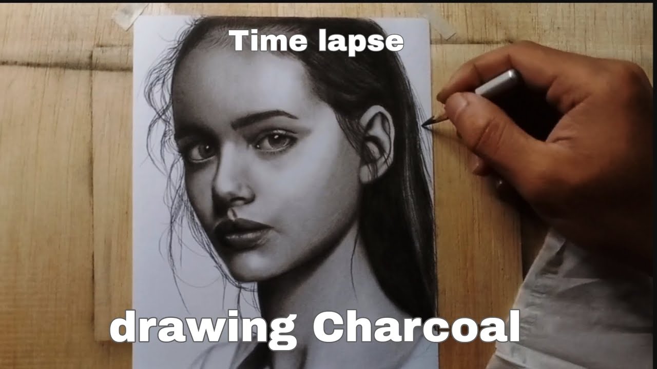 Charcoal drawing "girls" | Time-lapse - YouTube